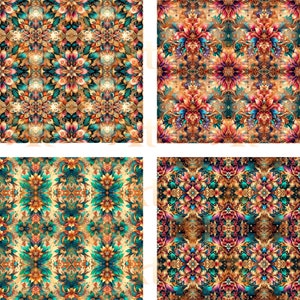 Opulent Watercolor Jewel Tones and Gold Leaf Motifs Seamless Wallpaper ...