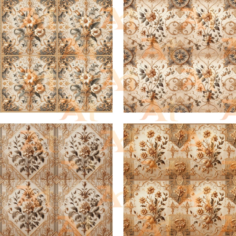 Renaissance-inspired Seamless Wallpaper With Intricate Floral Vines and ...