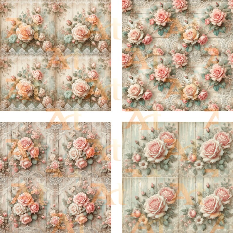 Seamless Shabby Chic Wallpaper With Faded Pastel Roses and Delicate ...