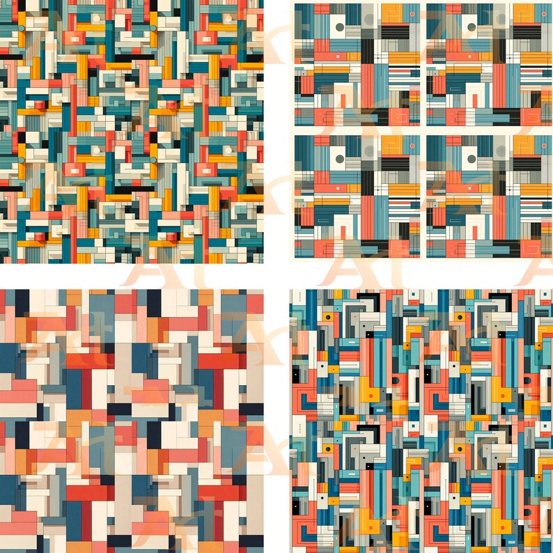 Seamless Wallpaper Design With Abstract Rectangular Color Blocks in ...
