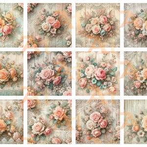 Seamless Shabby Chic Wallpaper With Faded Pastel Roses and Delicate ...