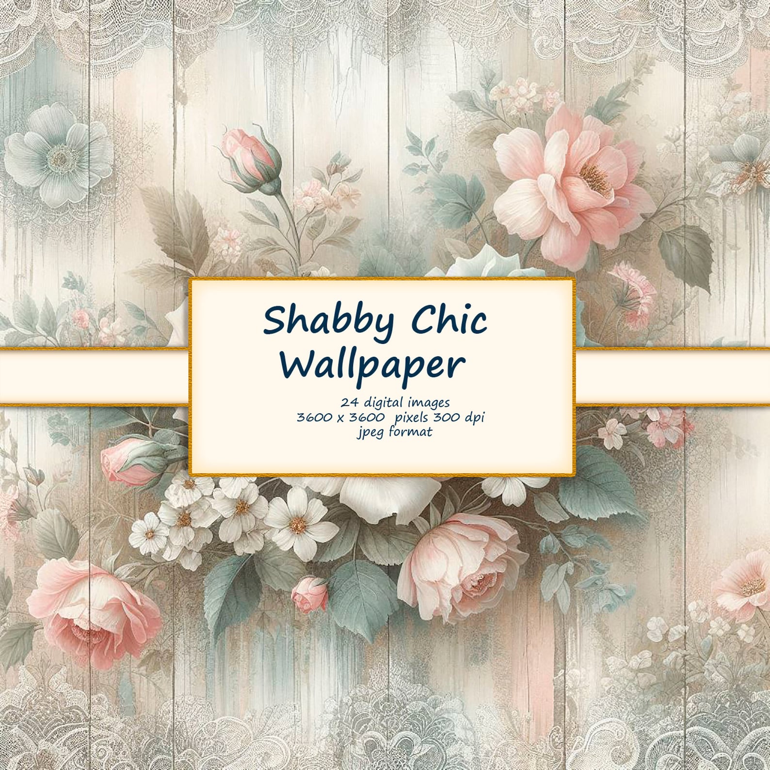 Seamless Shabby Chic Wallpaper With Faded Pastel Roses and Delicate ...