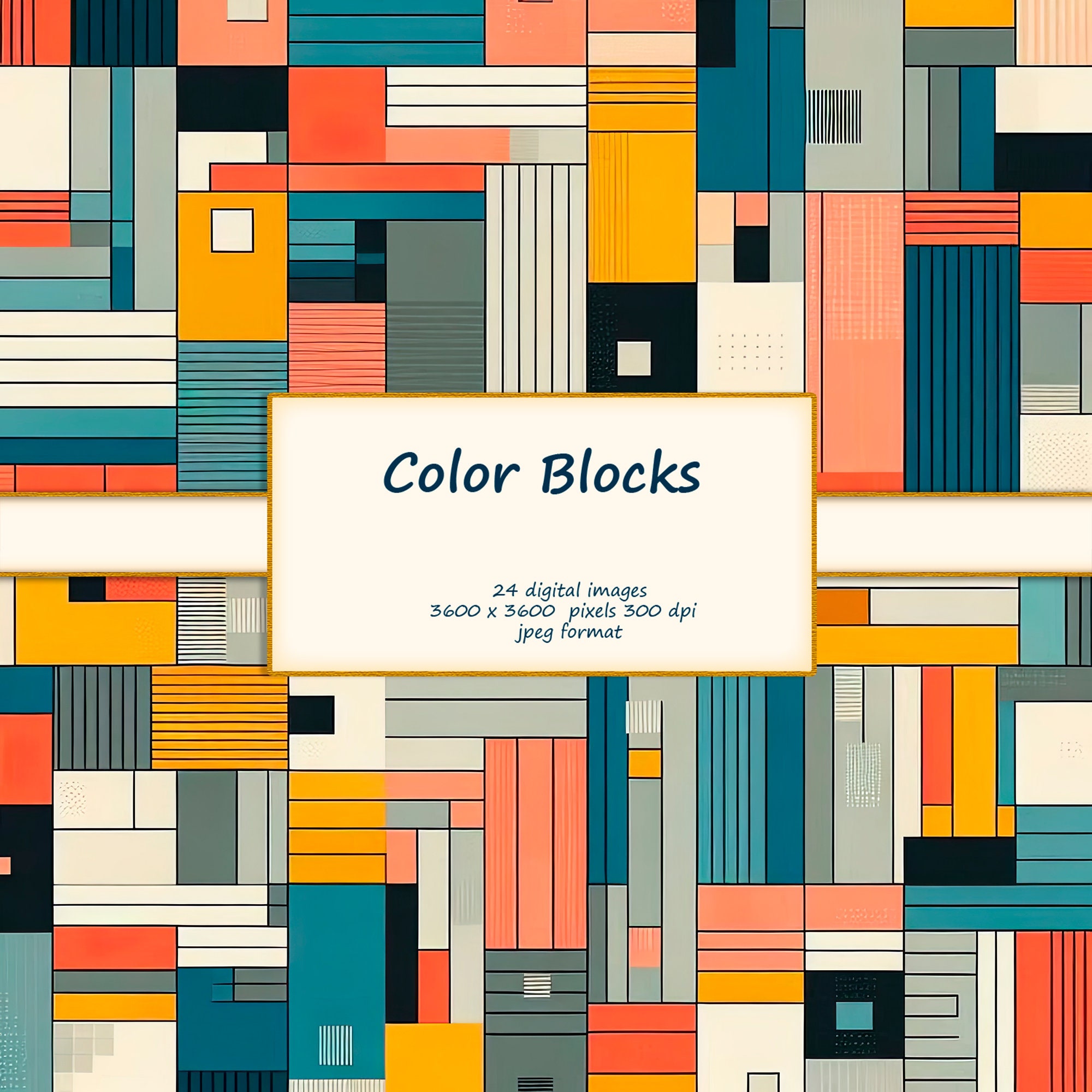 Seamless Wallpaper Design With Abstract Rectangular Color Blocks in ...