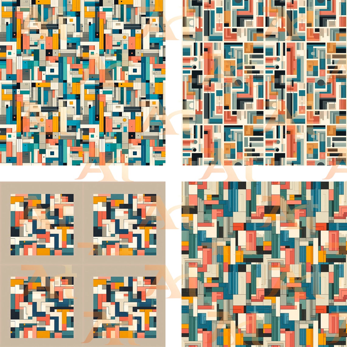 Seamless Wallpaper Design With Abstract Rectangular Color Blocks in ...