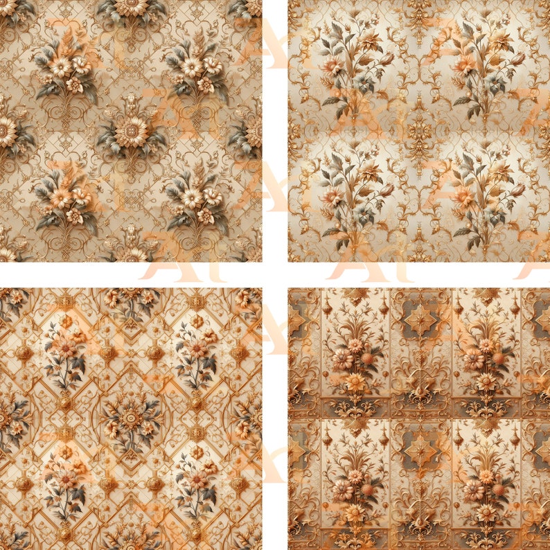 Renaissance-inspired Seamless Wallpaper With Intricate Floral Vines and ...