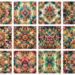 Opulent Watercolor Jewel Tones and Gold Leaf Motifs Seamless Wallpaper ...