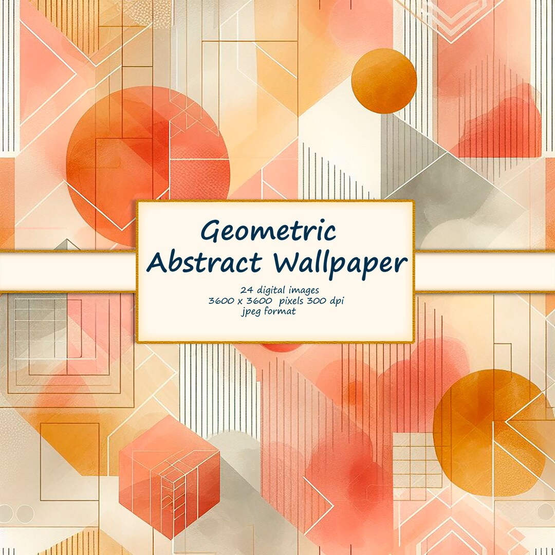 Abstract Geometric Seamless Wallpaper - Muted Peach, Coral, Goldenrod ...