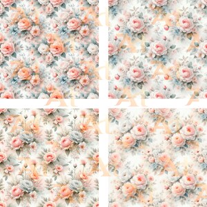 Seamless Romantic Watercolor Roses and Peonies Wallpaper in Soft Pastel ...