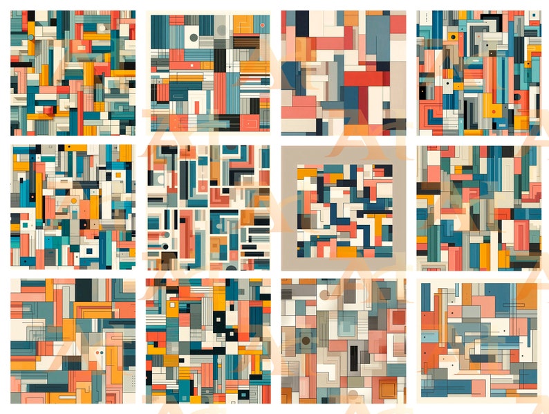 Seamless Wallpaper Design With Abstract Rectangular Color Blocks in ...