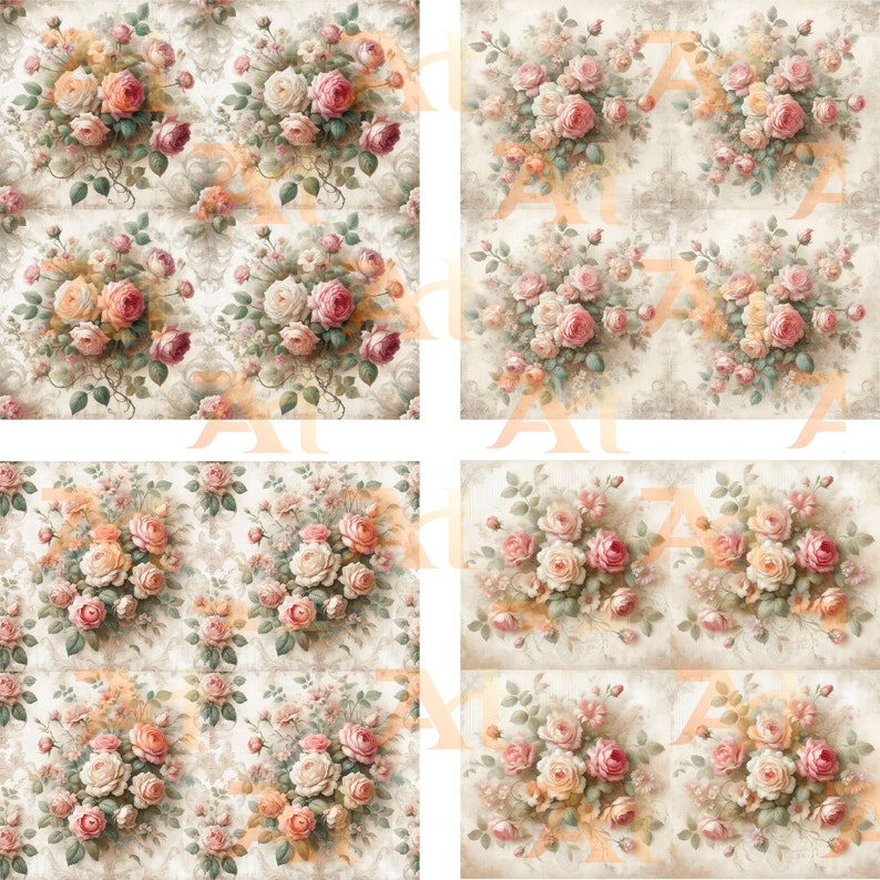Seamless Shabby Chic Rose Wallpaper With Faded Pink, Ivory, and Mauve ...