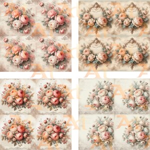 Romantic Shabby Chic Seamless Wallpaper With Faded Roses, Peonies ...