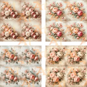 Romantic Shabby Chic Seamless Wallpaper With Faded Roses, Peonies ...