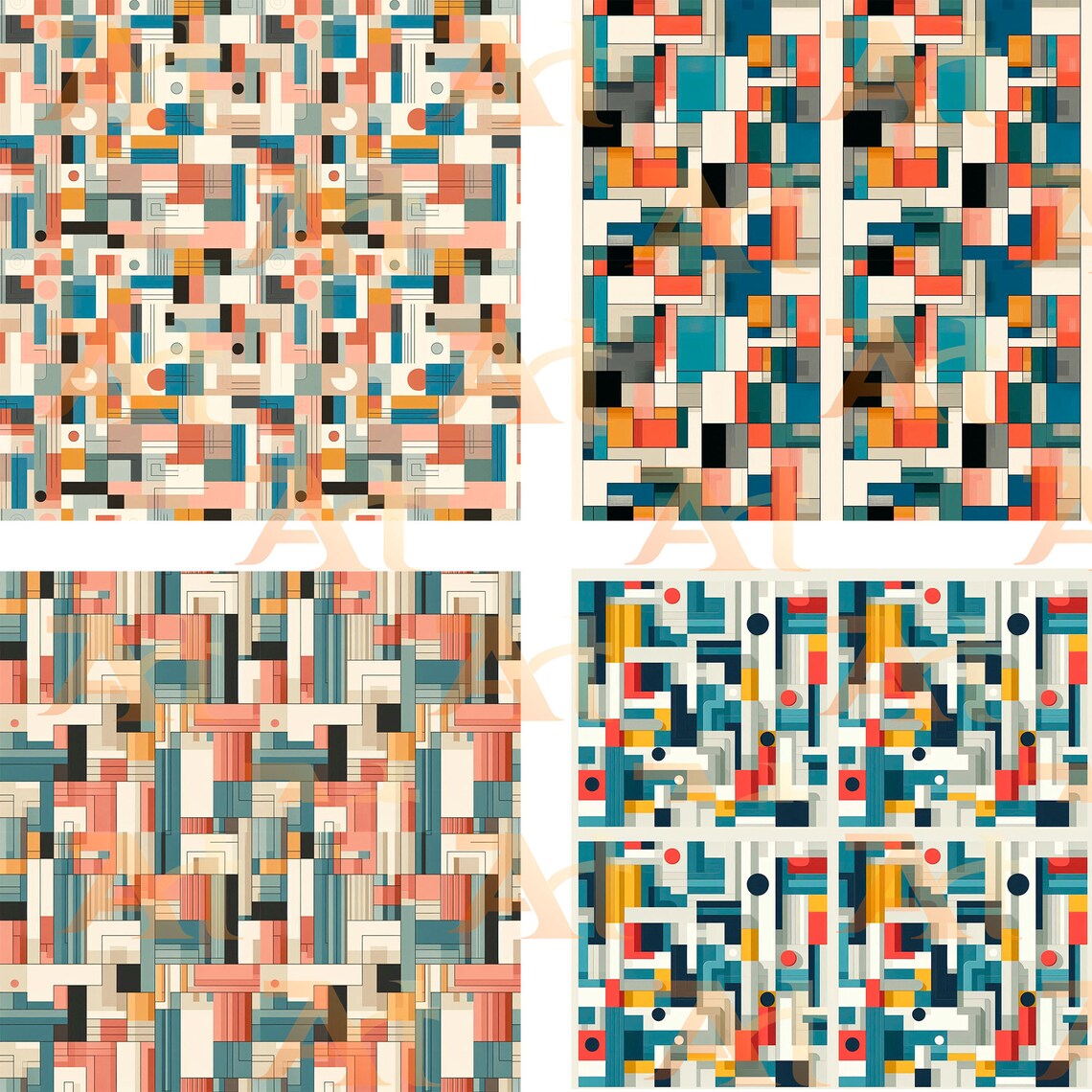 Seamless Wallpaper Design With Abstract Rectangular Color Blocks in ...