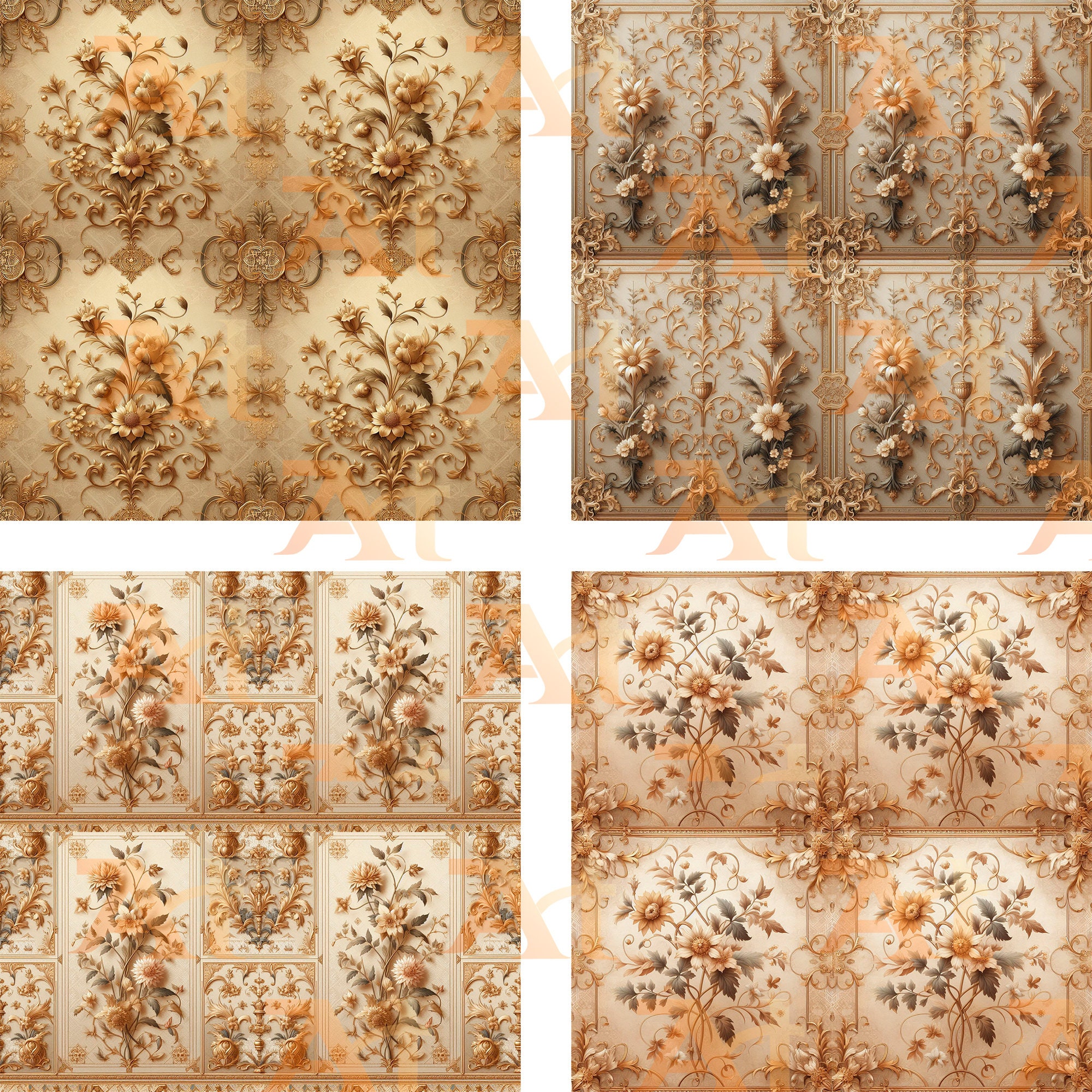 Renaissance-inspired Seamless Wallpaper With Intricate Floral Vines and ...