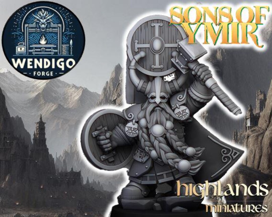 Dwarf Thane / Lord With Hammer Highlands Miniatures Sons of Ymir WFB 28 ...