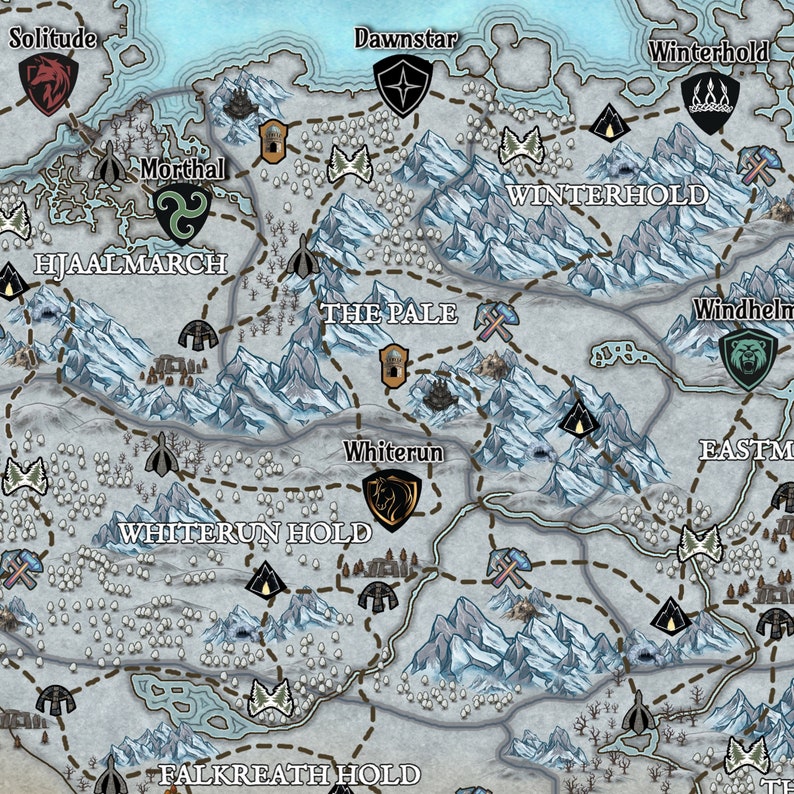 Beautiful Upgrade Map for Use With Skyrim Adventure Board Game - Etsy