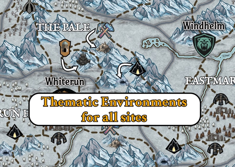 Beautiful Upgrade Map for Use With Skyrim Adventure Board Game - Etsy