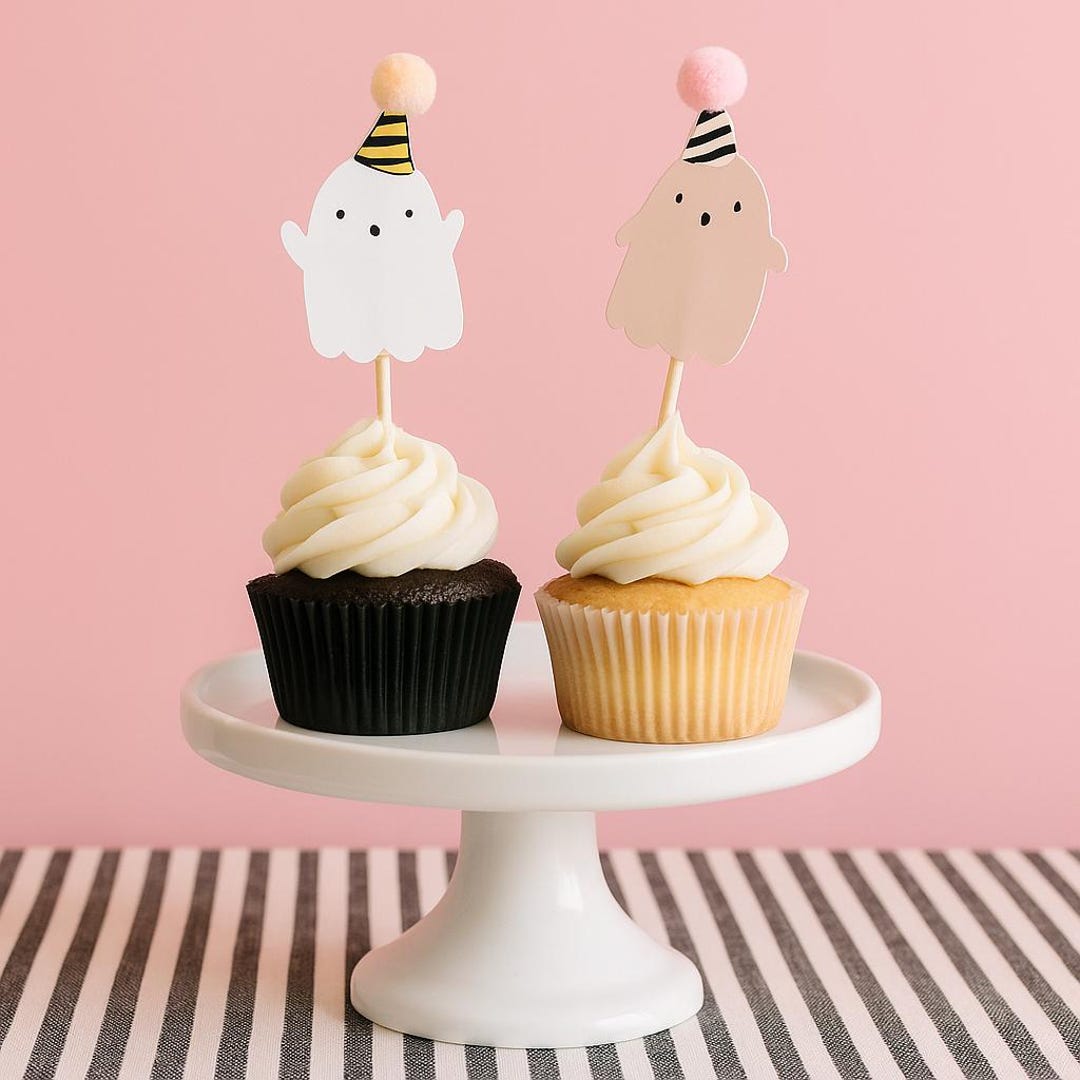Halloween Cupcake Toppers, Ghost Cupcake Toppers, Halloween Table Decor ...