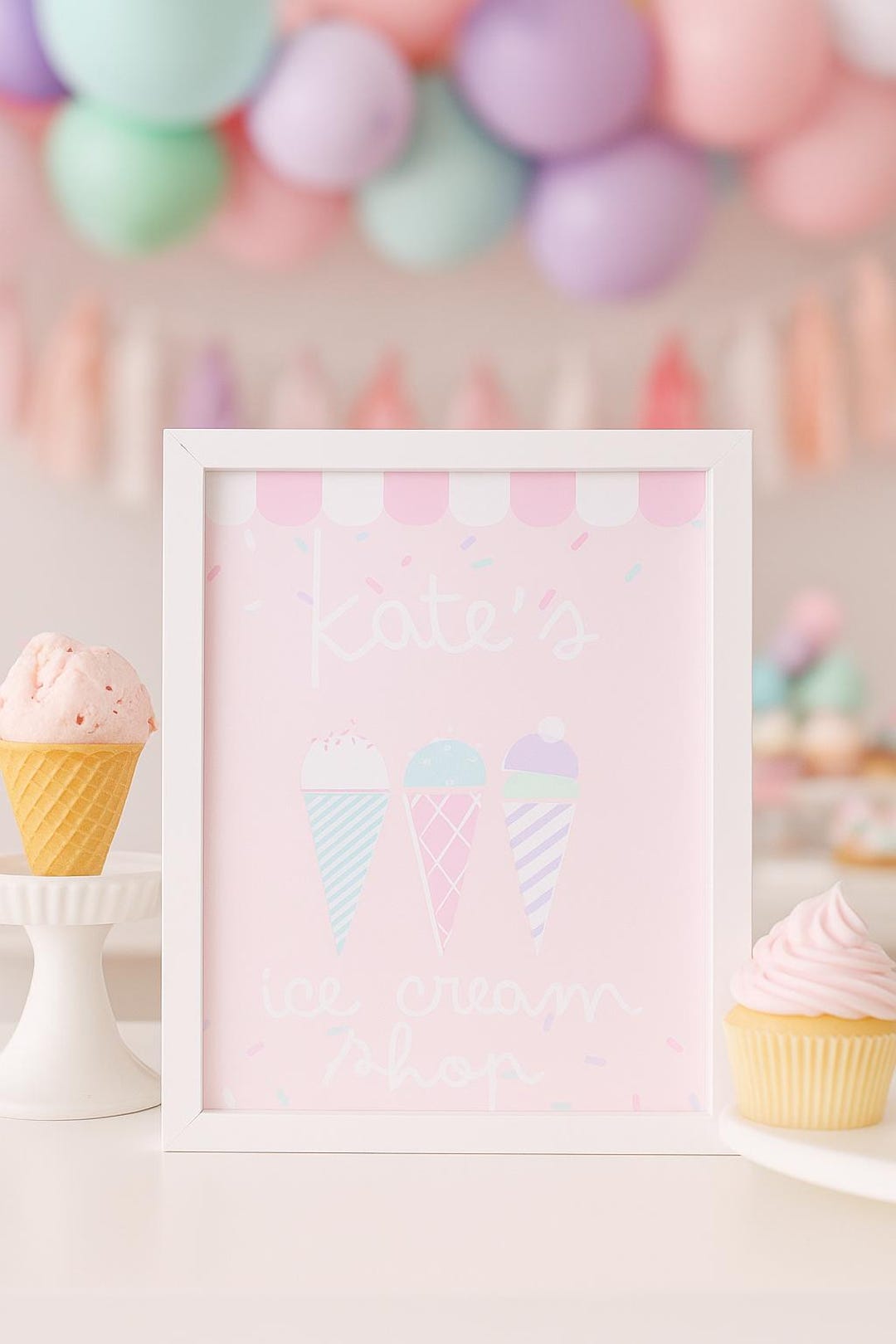 Ice Cream Party Sign, Personalized Ice Cream Shop Sign, Ice Cream ...