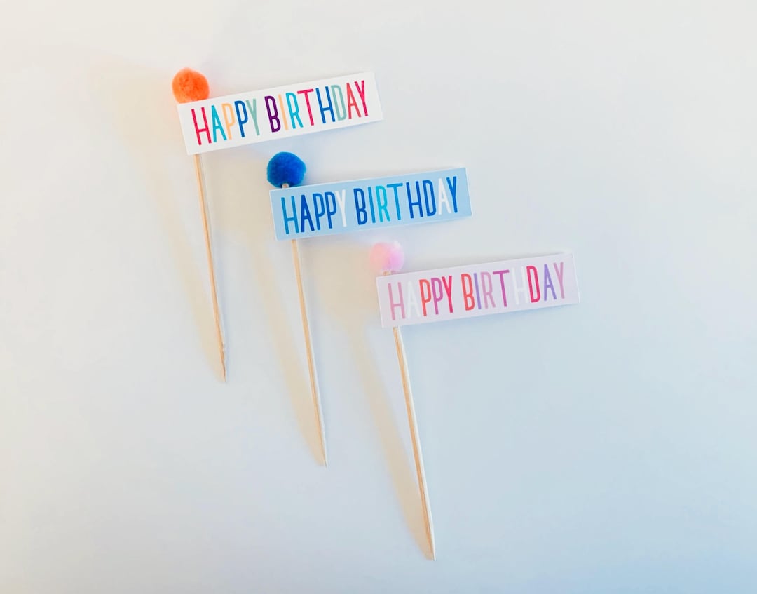 Happy Birthday Cupcake Topper, Happy Birthday Cake Topper, Mini Cupcake ...
