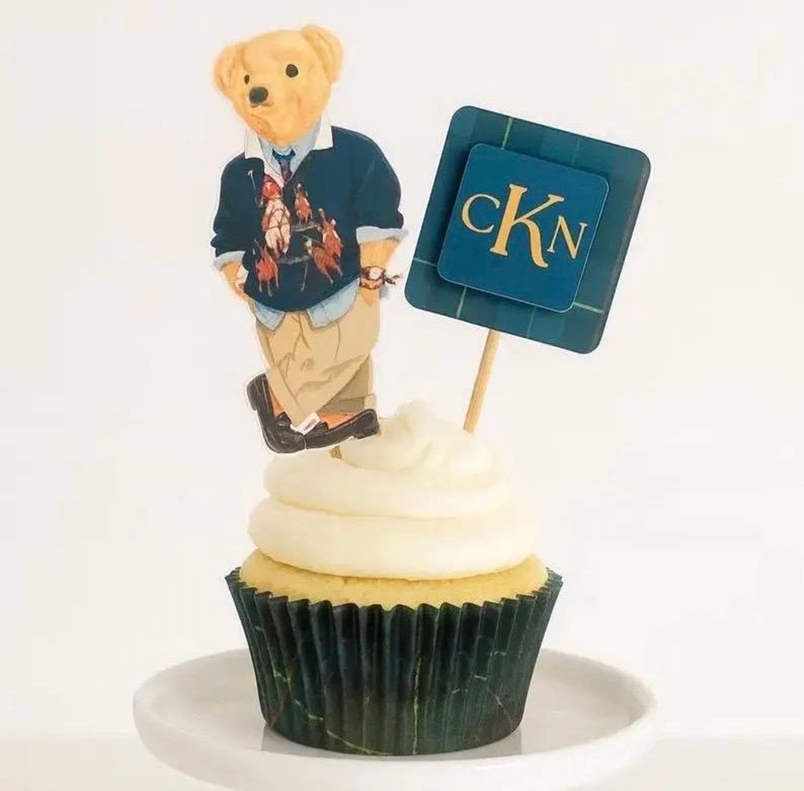 Preppy Teddy Bear Cupcake Toppers, Ralph Lauren Plaid Baby Shower ...