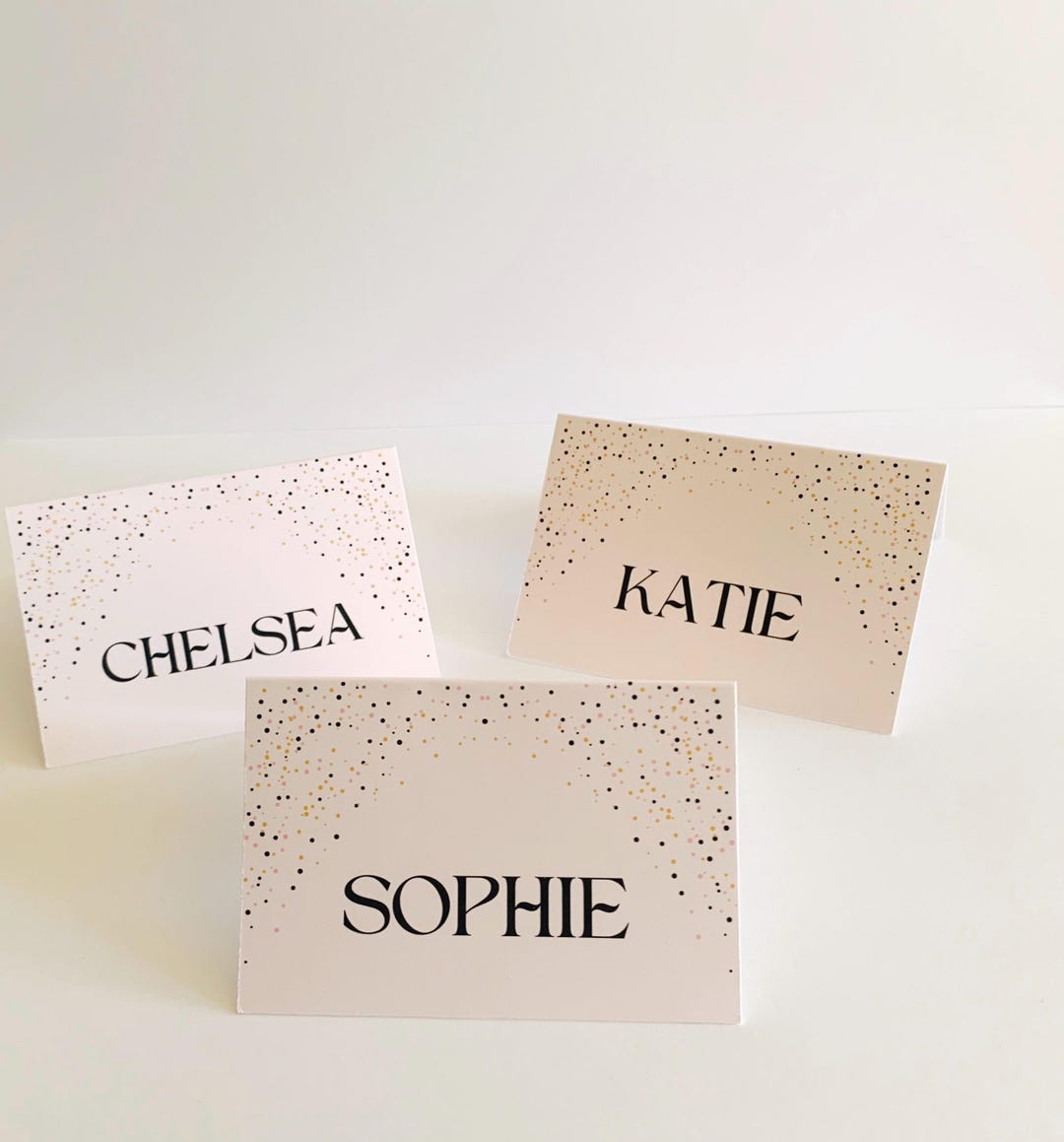 Custom Pink and Black Place Card, Seating Name Card, Personalized ...