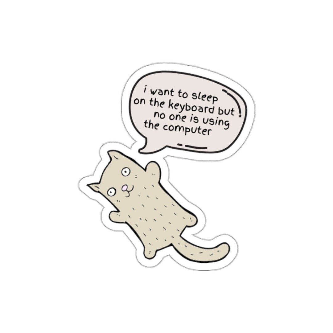 Cat Meme Sticker, I Want to Sleep on Keyboard, Funny Cat Sticker, Rude ...