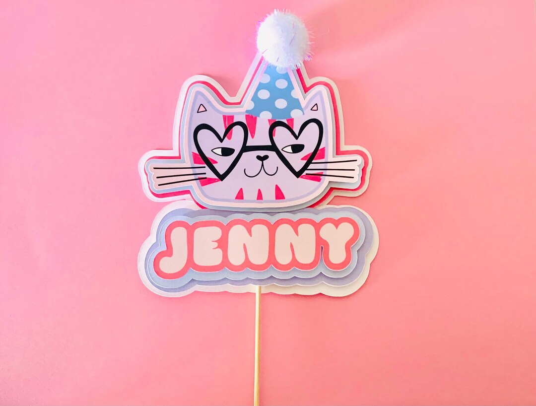Personalized Cat Cake Topper, Cat Birthday Cake Topper, Cat Birthday ...