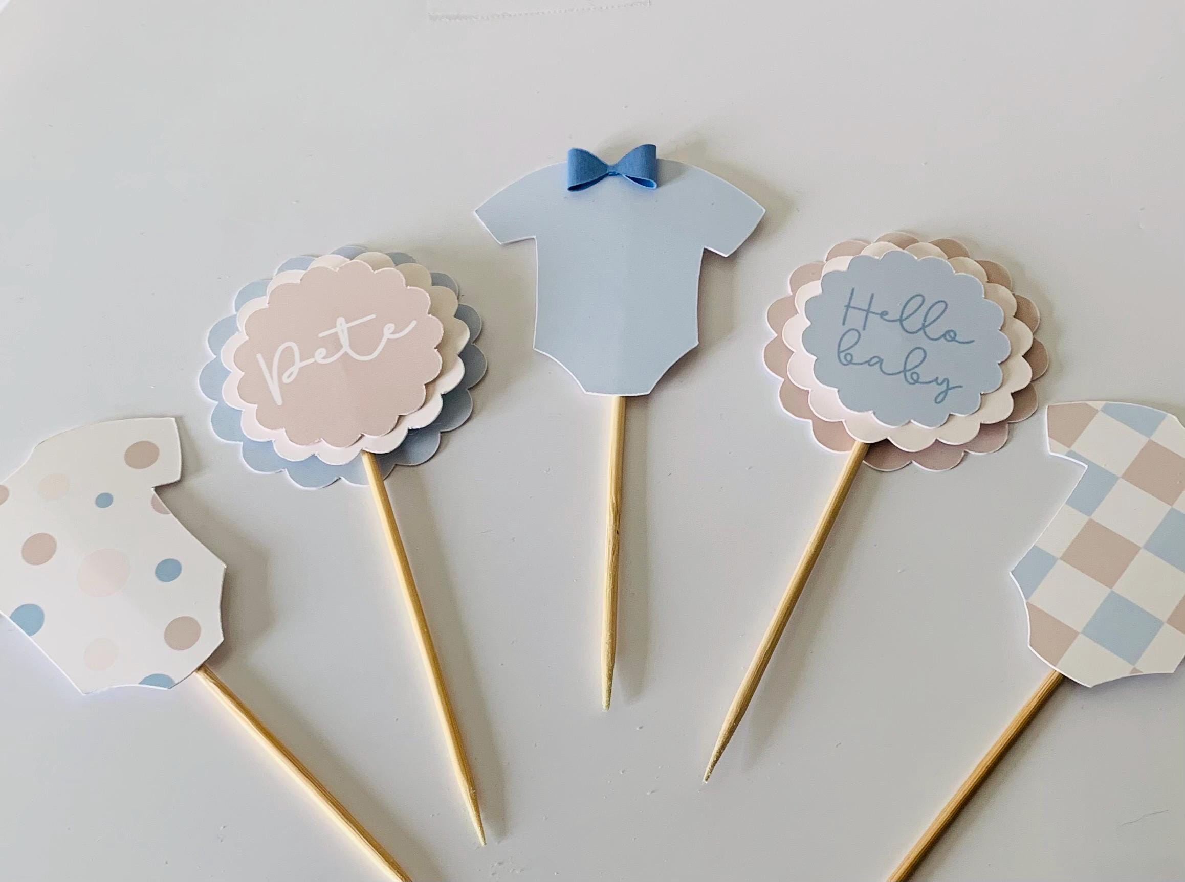 Boy Baby Shower Cupcake Toppers, Personalized Baby Boy Cupcake Topper ...