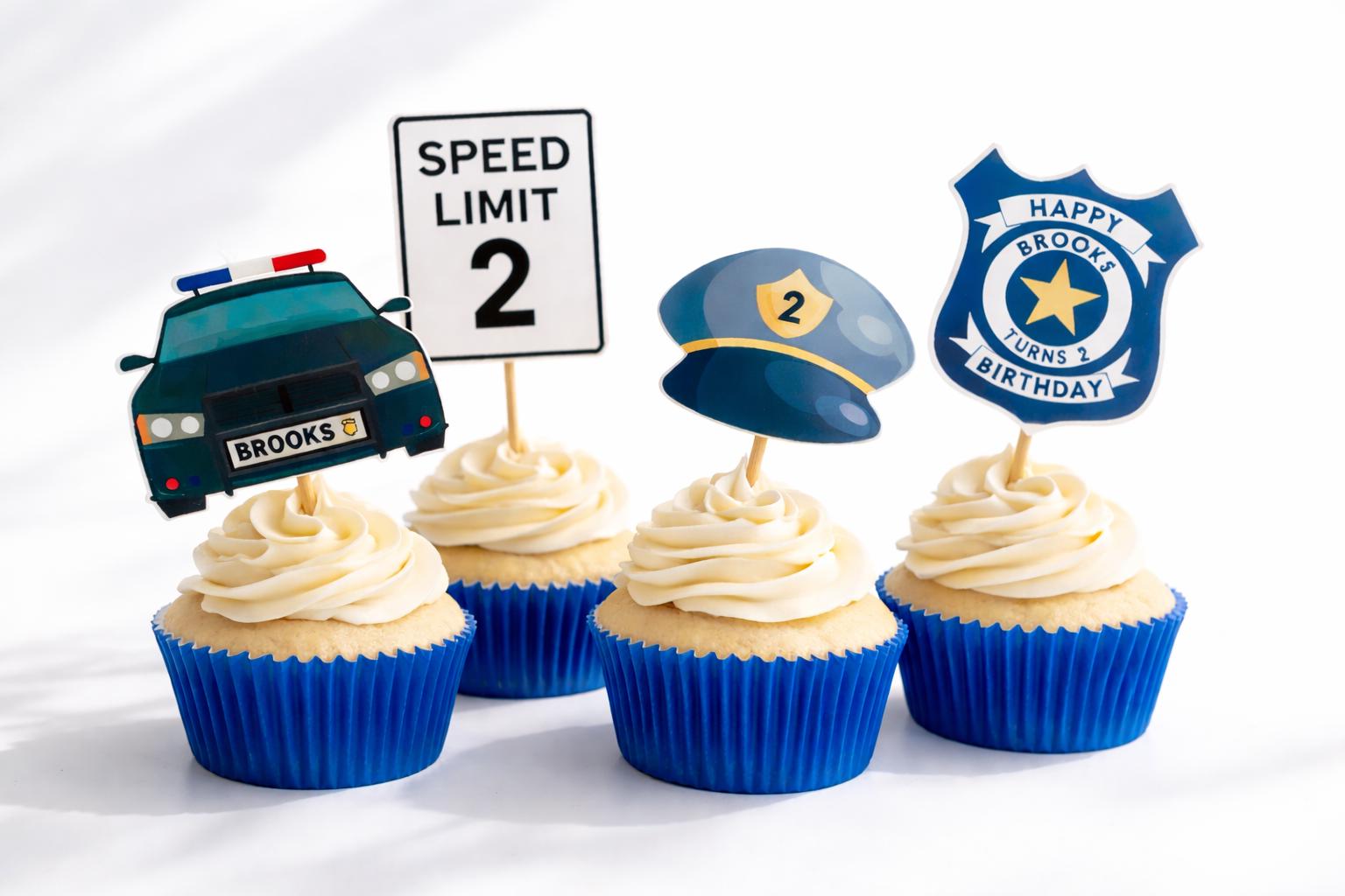 Police Cupcake Toppers - Police Birthday Party Cupcake Decorations, Law ...