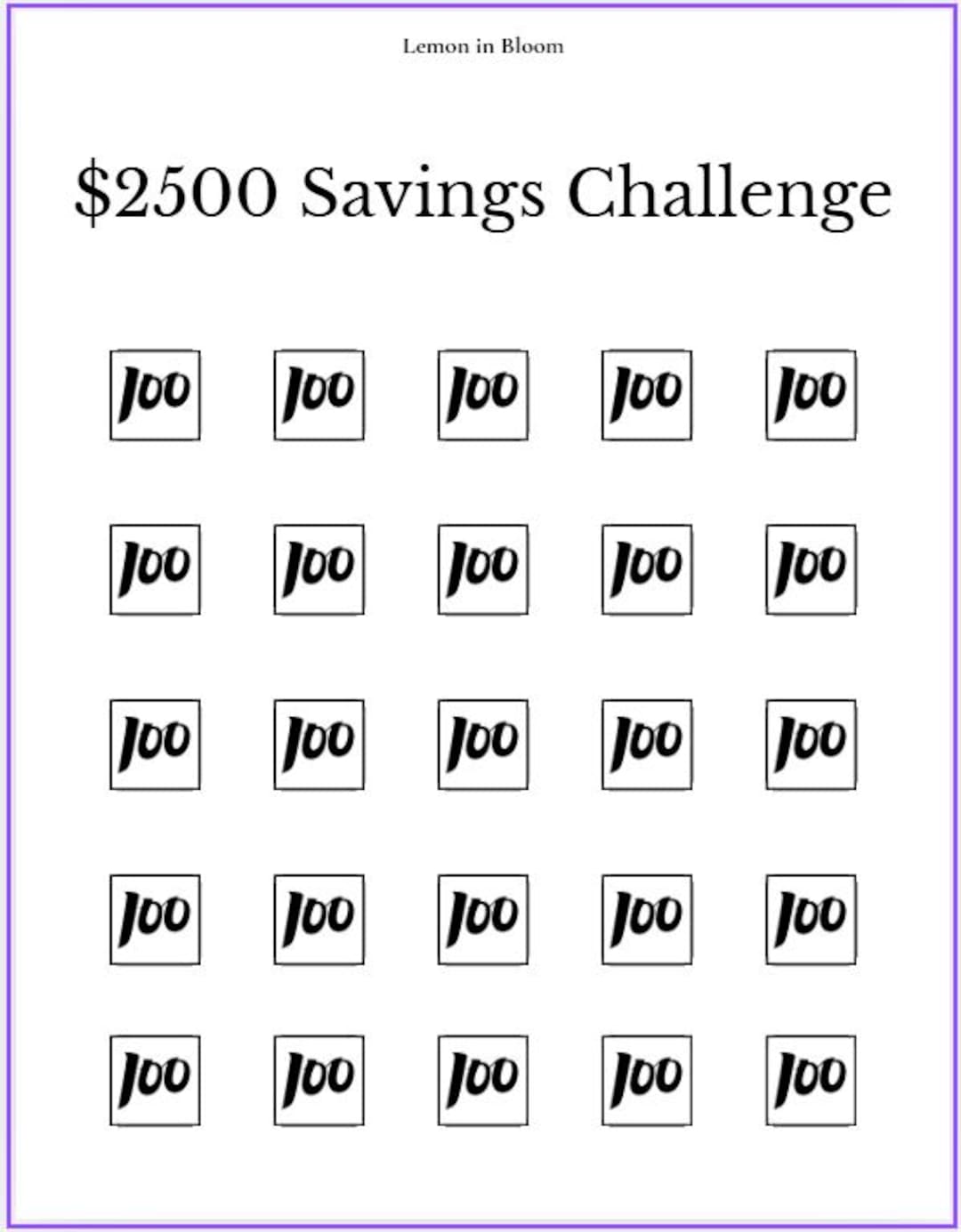 2500 Savings Challenge Printable | Minimalist Savings Tracker | Money ...