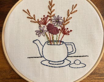 Flower Hand Embroidered Wall Art - Etsy