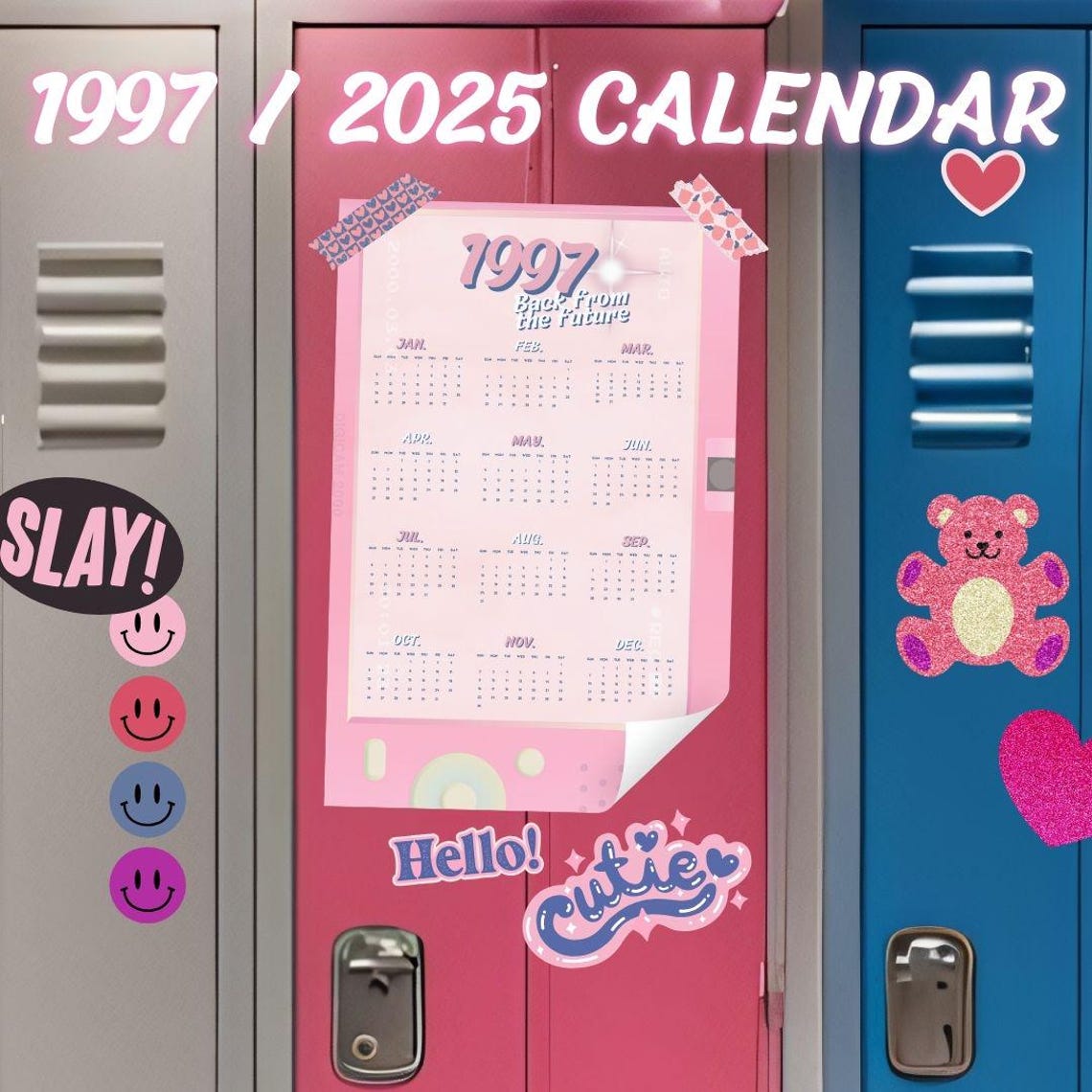 1997 Calendar, 2025 Calendar, Reusable for 2025, Sunday Start Calendar ...
