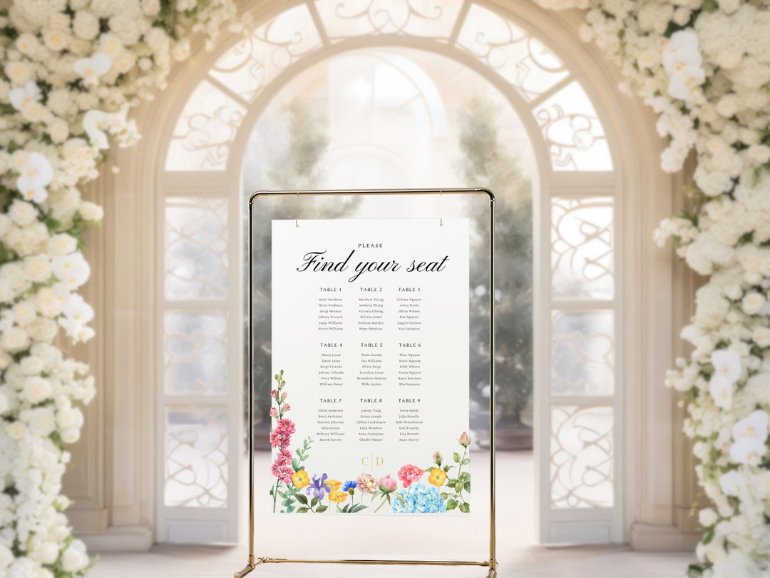 Boho Wedding Seating Chart Plan Printable: Instant Download bloom - Etsy