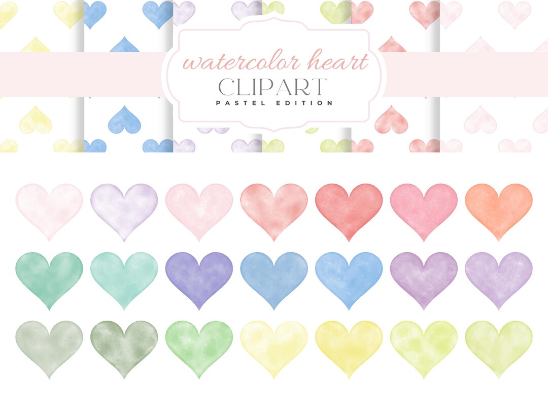 Watercolor Heart Clipart - 21 Heart PNG - Pastel Heart Clipart ...
