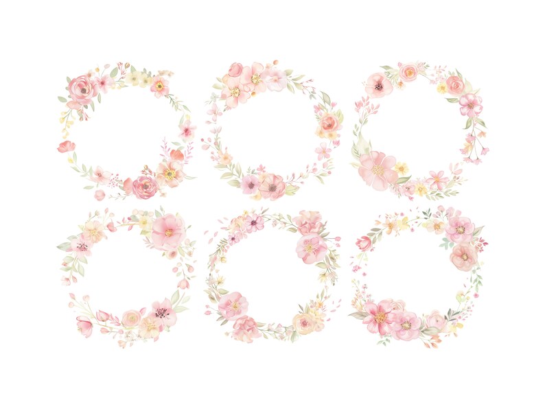 13 Blush Pink Floral Wreath Clipart - Flower Clipart PNG - Flower ...