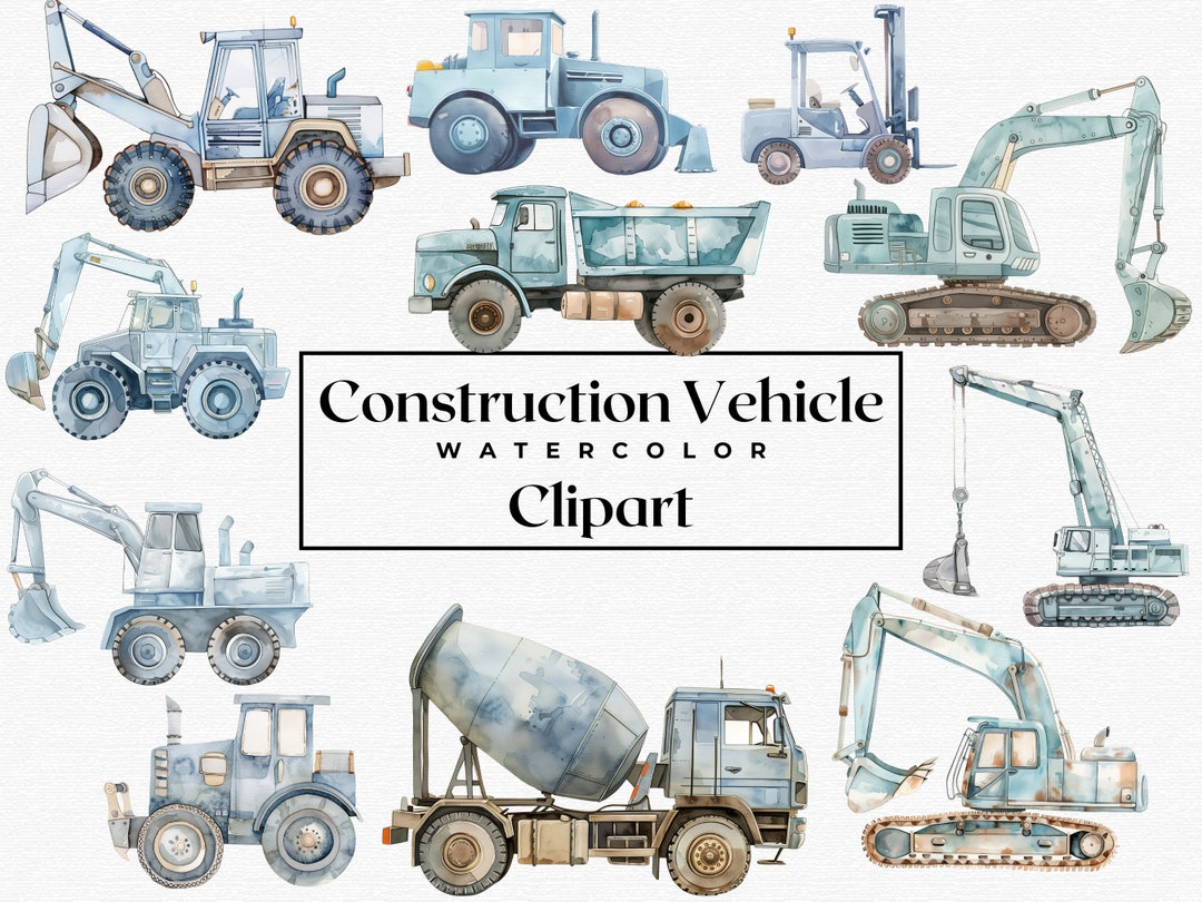 Construction Vehicles Png , Watercolor Clipart , Bulldozer , Cement ...