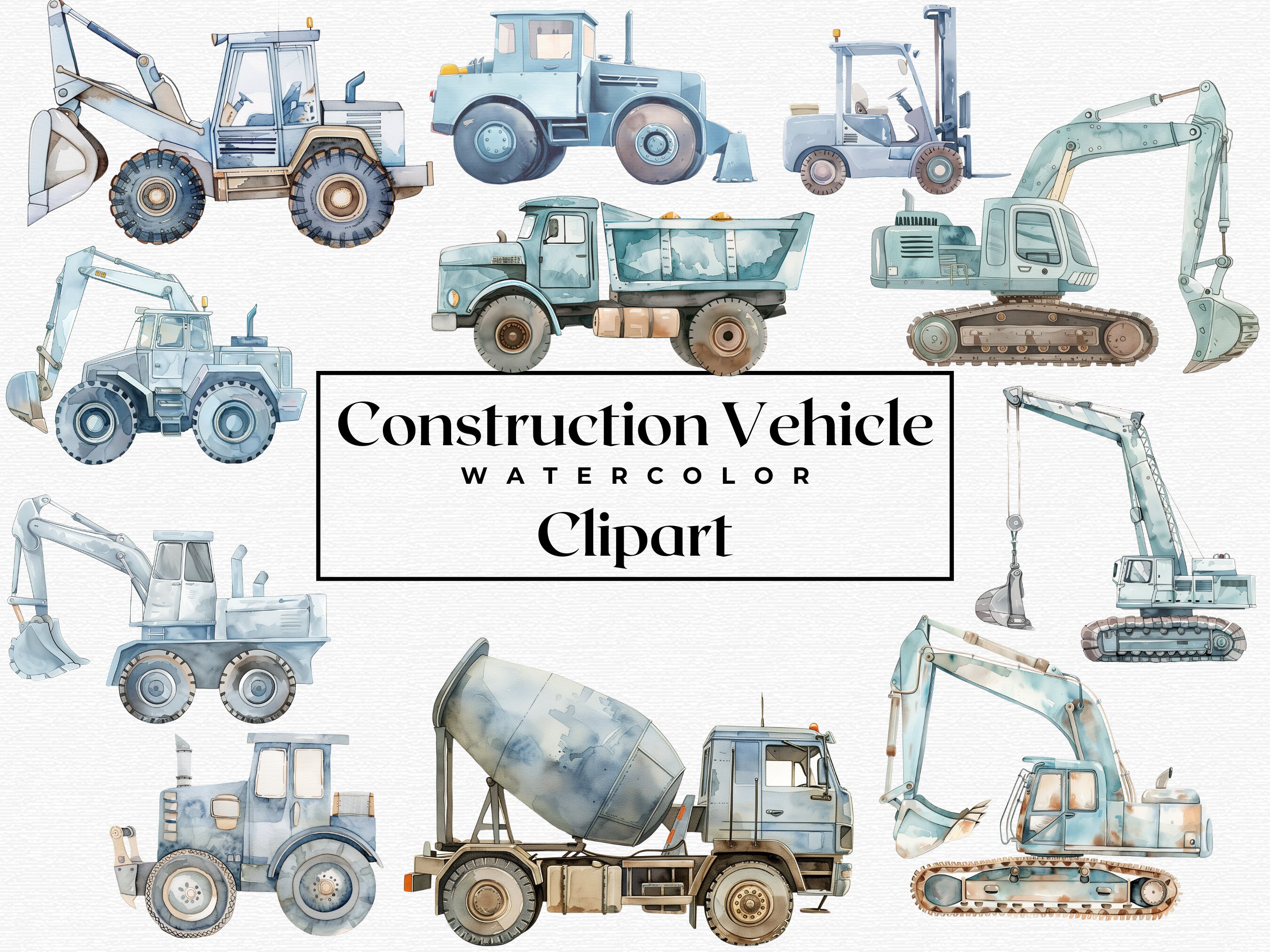 Construction Vehicles Png , Watercolor Clipart , Bulldozer , Cement ...