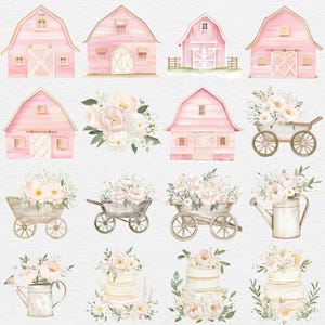 Watercolor Floral Farm Animal Clipart, Nursery Decor, Baby Shower Decor ...