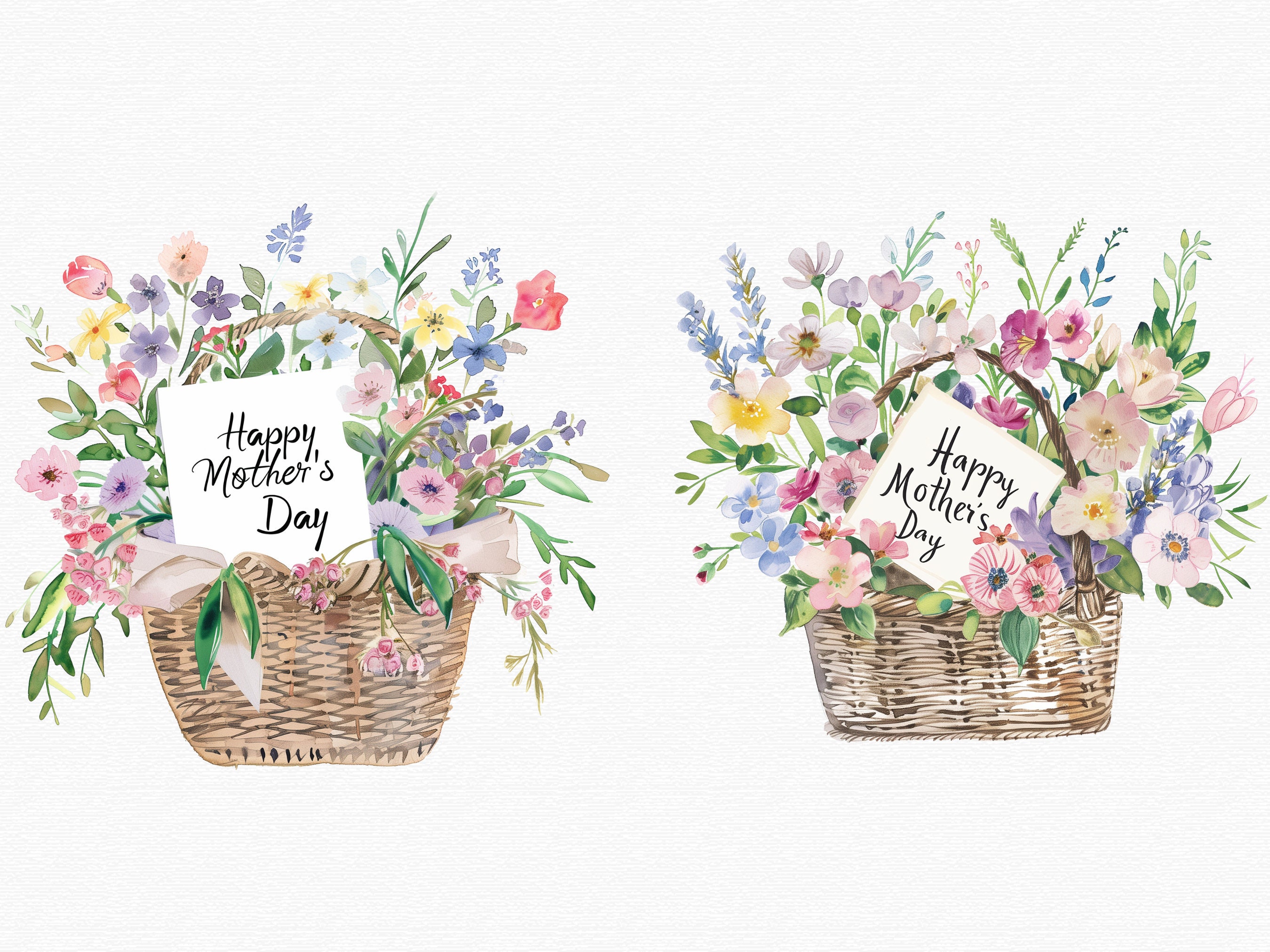 Watercolor Mother's Day Clipart, Happy Mother's Day Clipart, Flower ...