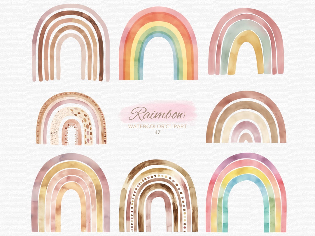 Watercolor Rainbow Clipart, 47 Rainbow PNG, Baby Shower, Baby Clipart ...
