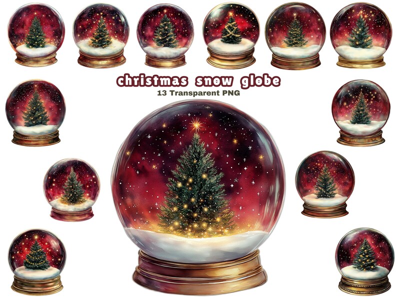 Watercolor Christmas Snow Globe Clipart - Christmas Tree Clip Art ...