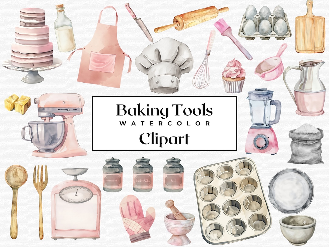 Watercolor Baking Clipart, Kitchen Clipart, Cooking Clipart, Baking ...