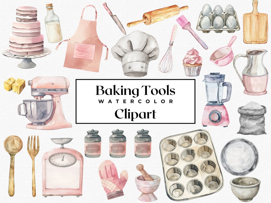 Watercolor Baking Clipart, Kitchen Clipart, Cooking Clipart, Baking ...