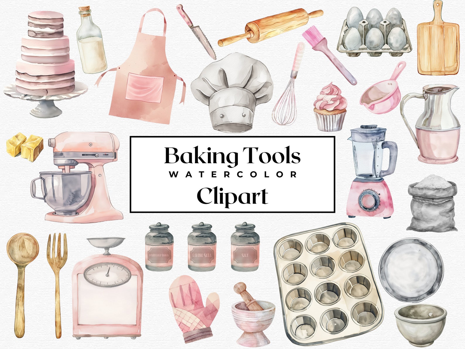 Watercolor Baking Clipart, Kitchen Clipart, Cooking Clipart, Baking ...