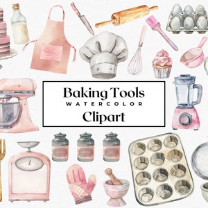 Watercolor Baking Clipart, Kitchen Clipart, Cooking Clipart, Baking ...