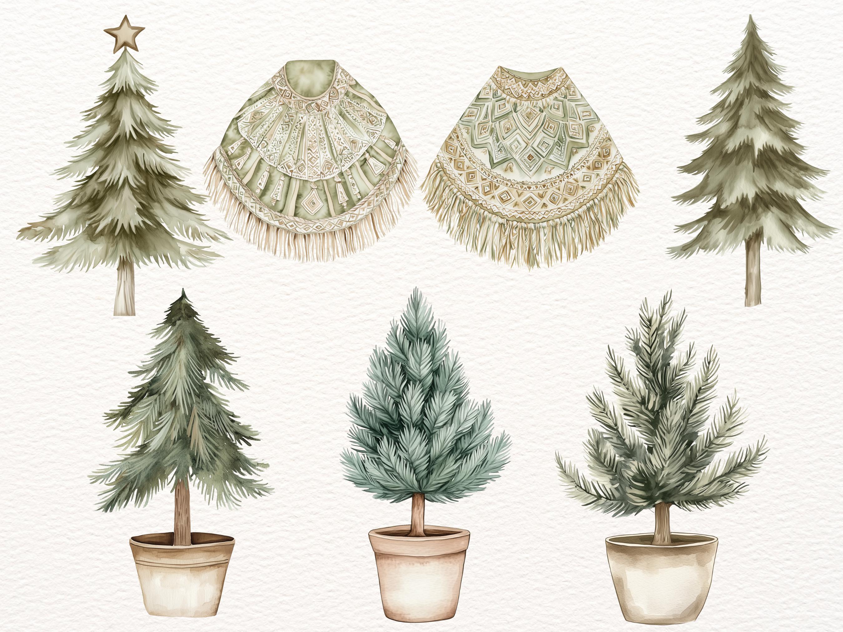 Watercolor Christmas Clipart, Boho Christmas, Ornaments Clipart ...