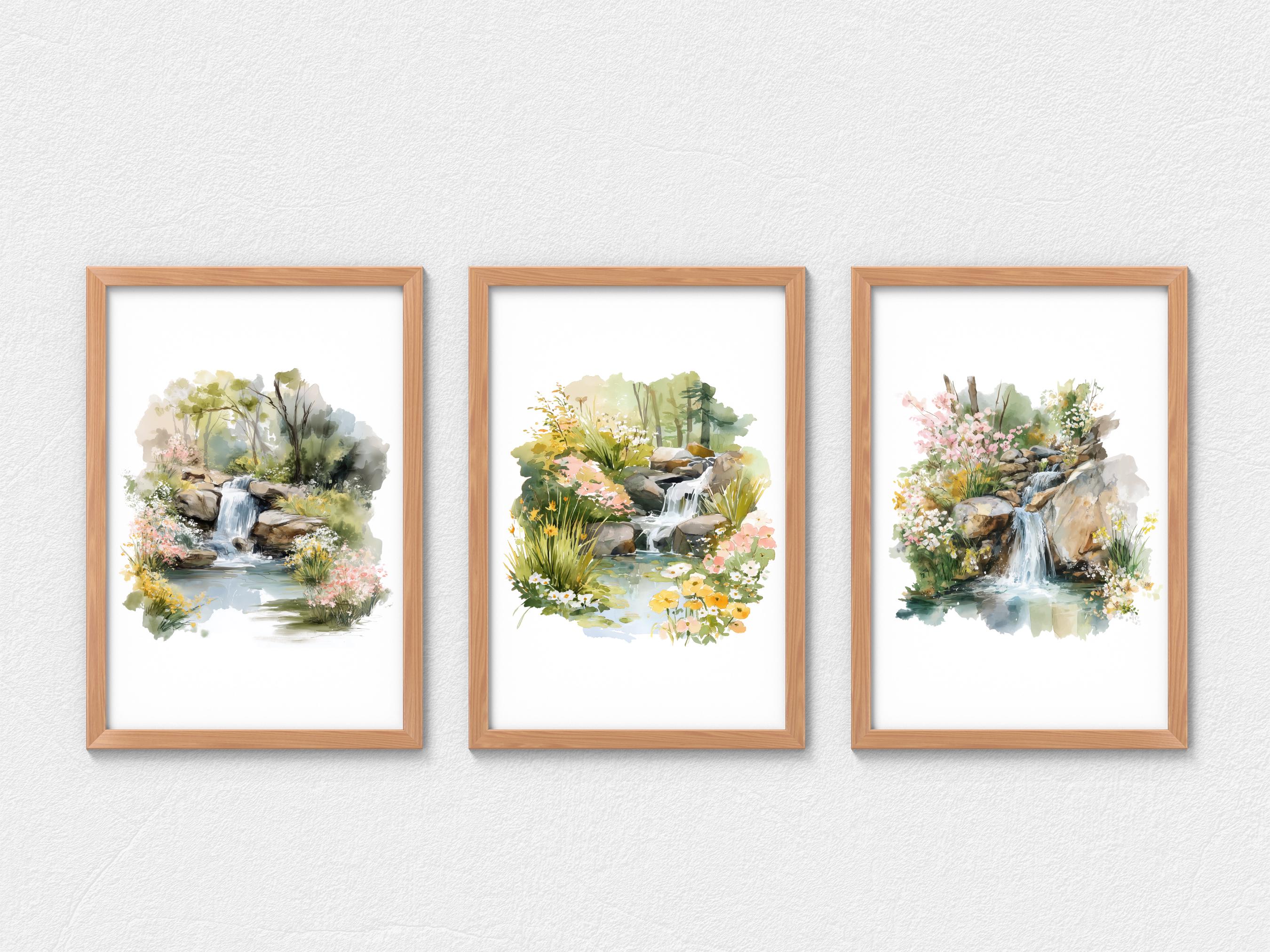 13 Watercolor Waterfall Clipart, Waterfall Printables, Wall Art ...