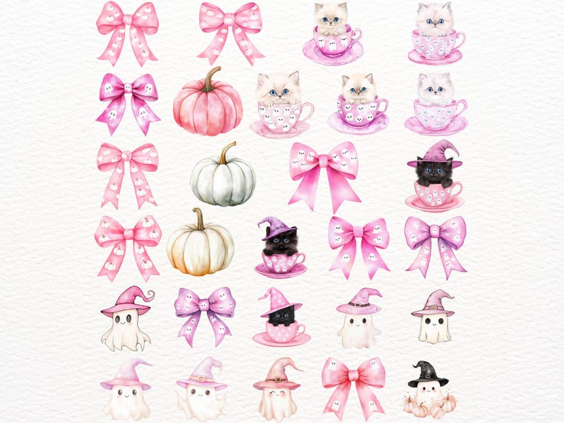Halloween Watercolor Clipart PNG Halloween Black Cat Ghost Clipart PNG ...
