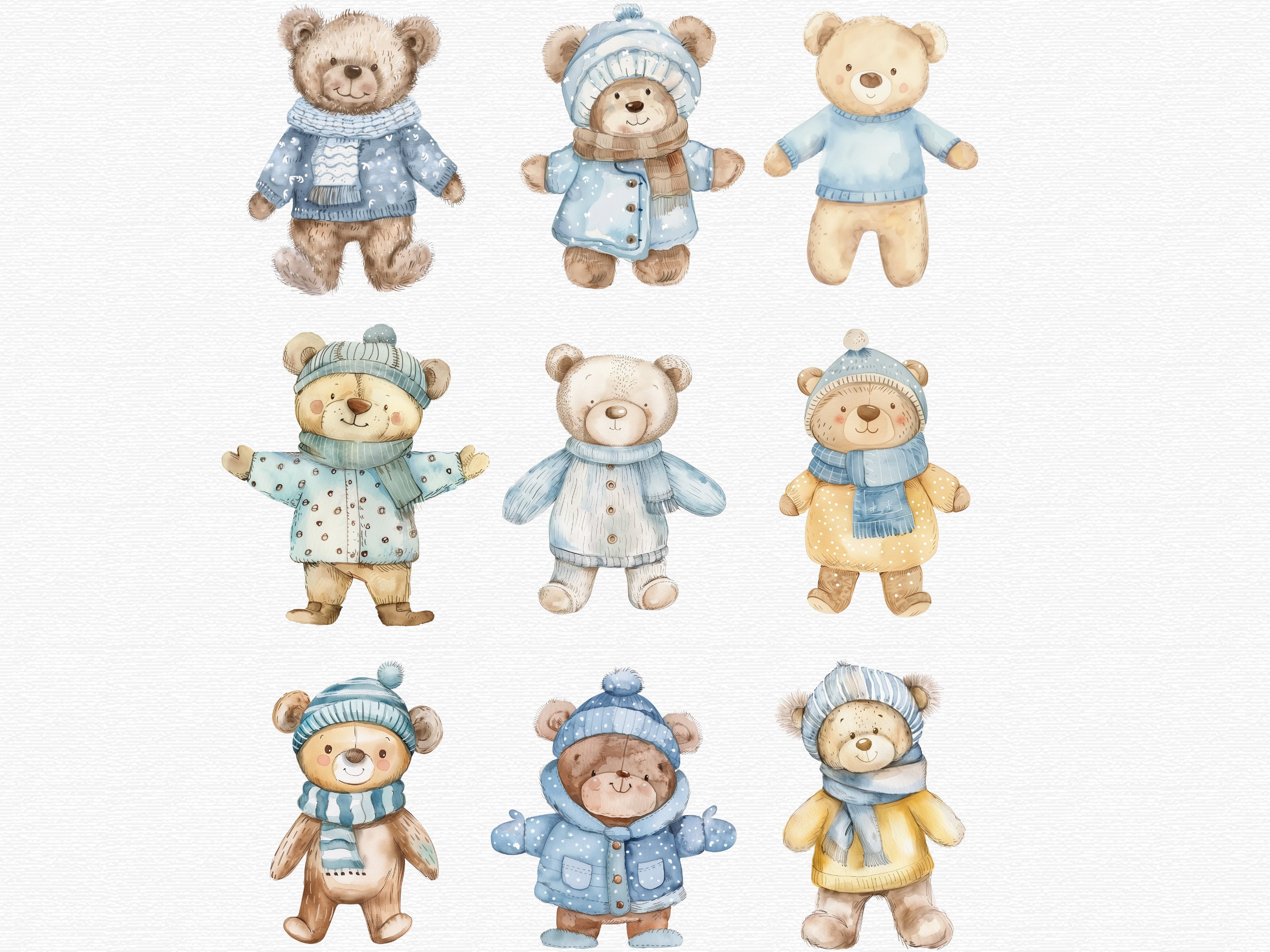 18 Teddy Bear Watercolor Clipart Winter Fashion Teddy Bear Teddy Bear ...